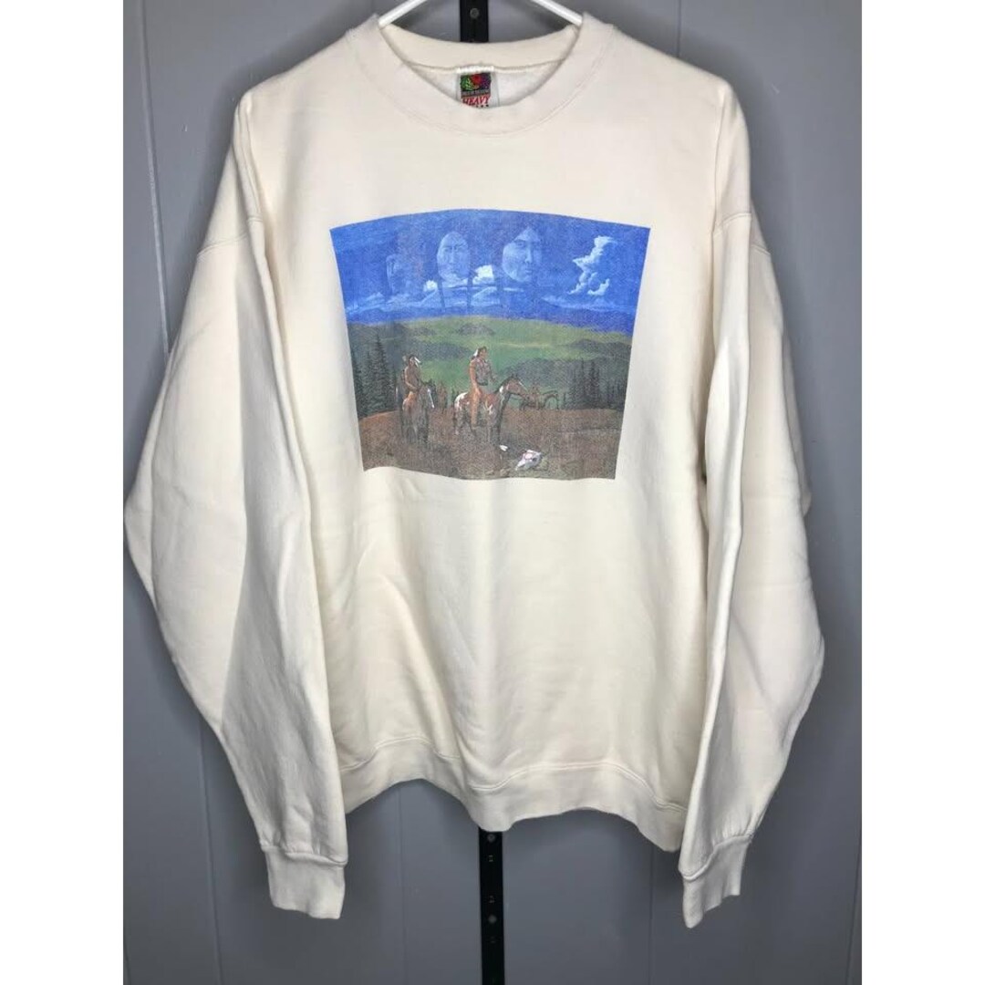 Vintage 90's Native American Indian Nature Horse Crewneck Sweatshirt Sz ...