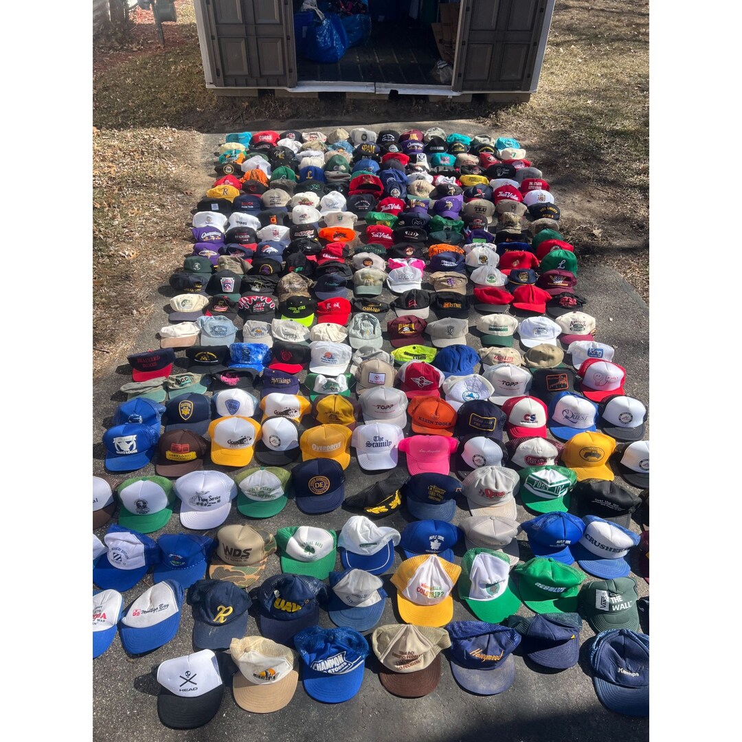 5 Pack of Vintage Mystery Hats Cap Snapback Trucker Mesh MADE USA Patch ...