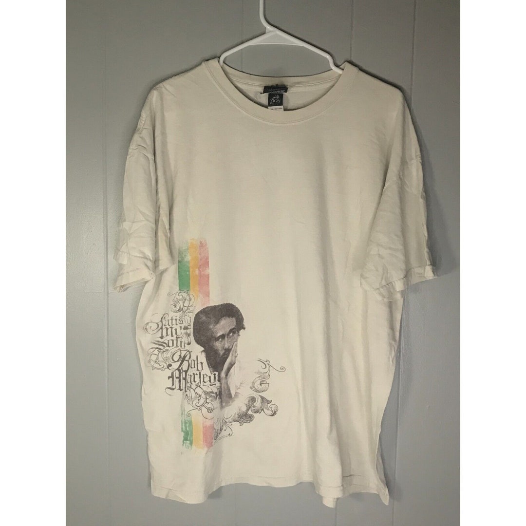 VTG Zion Rootswear Bob Marley Shirt Mens XL Tee White Crew Neck Y2K Art ...