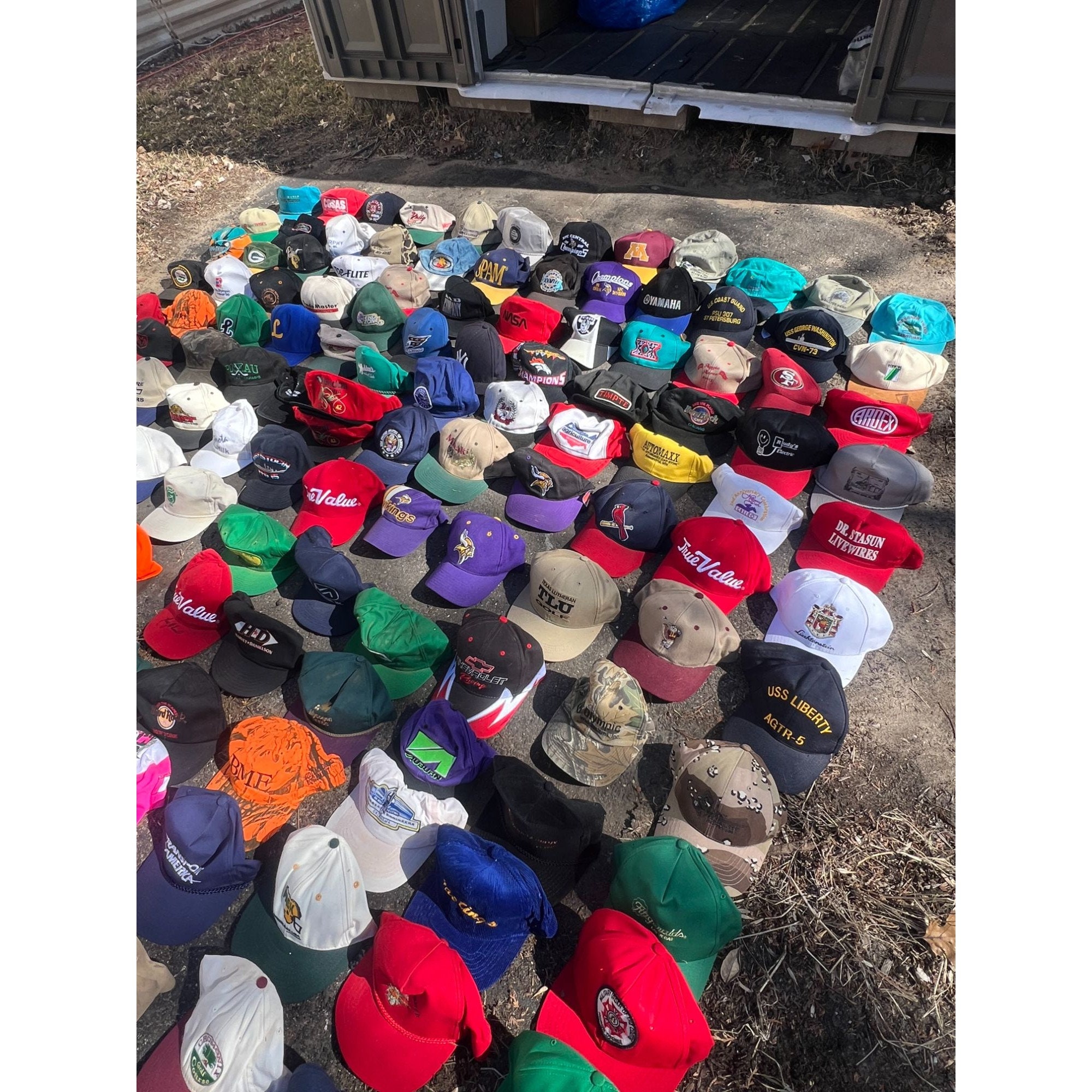 5 Pack of Vintage Mystery Hats Cap Snapback Trucker Mesh MADE USA Patch ...