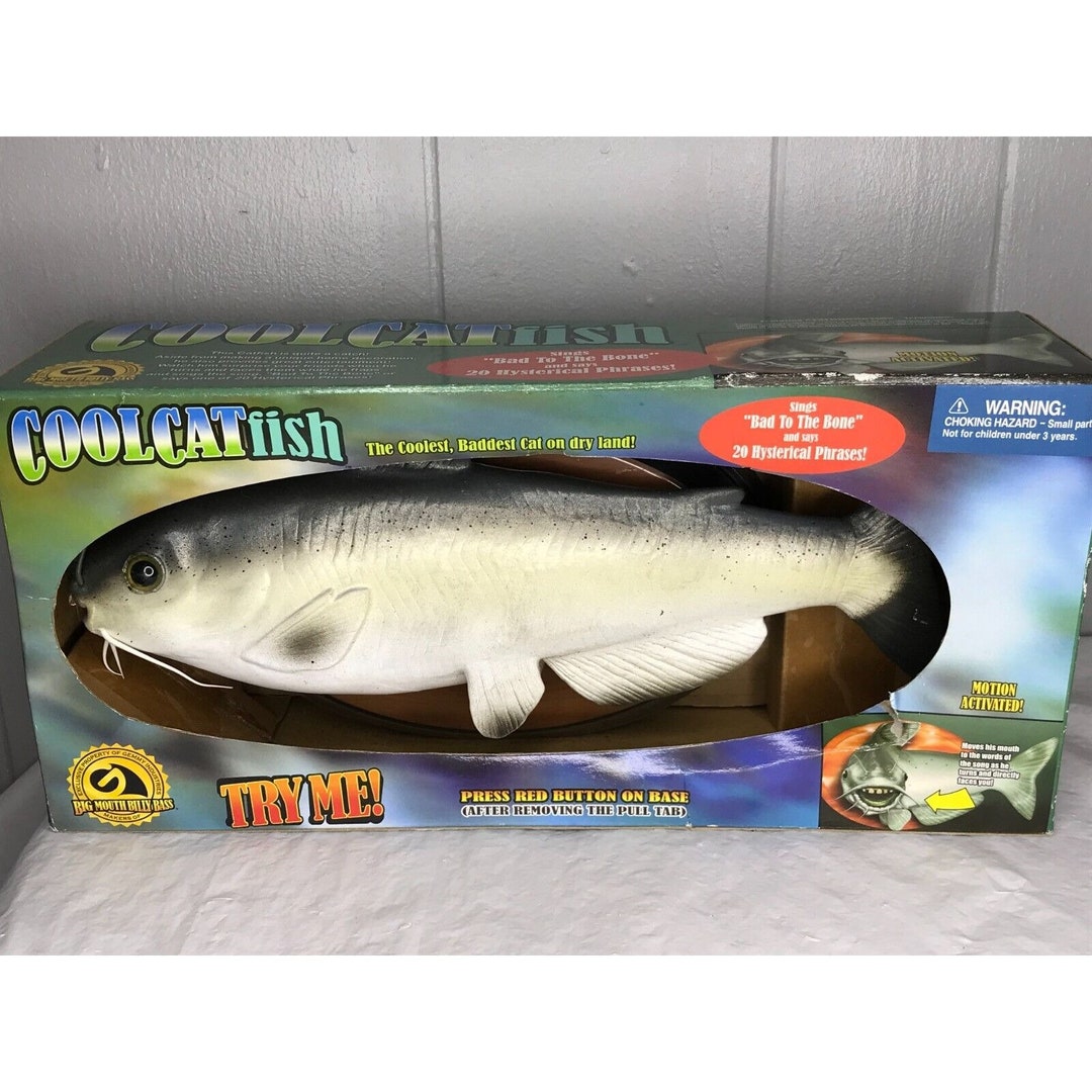 NOS VTG Cool Cat Fish Motion Activated Animated Singing Talking Catfish ...