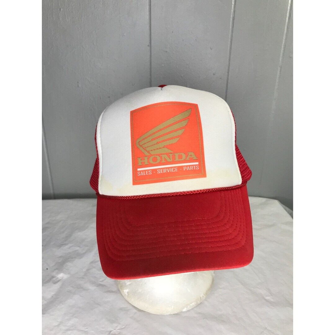 Vintage Honda Motorcycle Hat Trucker Hat Snapback Unworn Red Adjustable ...