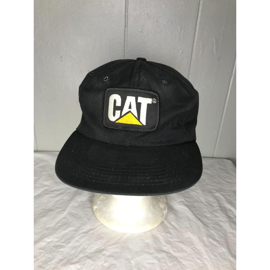VTG CAT Caterpillar Hat Adjustable Snapback Cap Tractor Farm Black ...