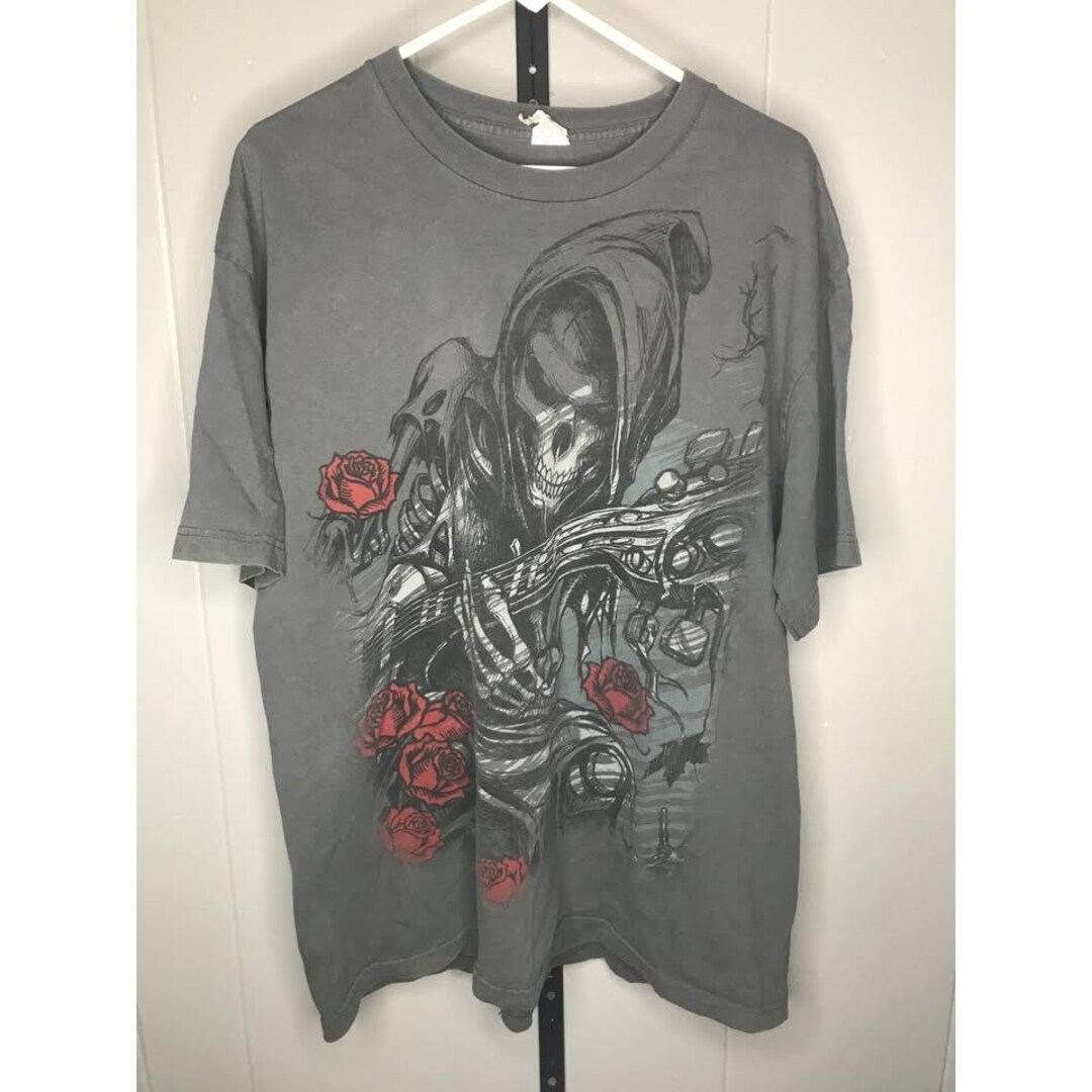 Y2K Skeleton AOP Big Print Roses Tshirt Sz XL - Etsy