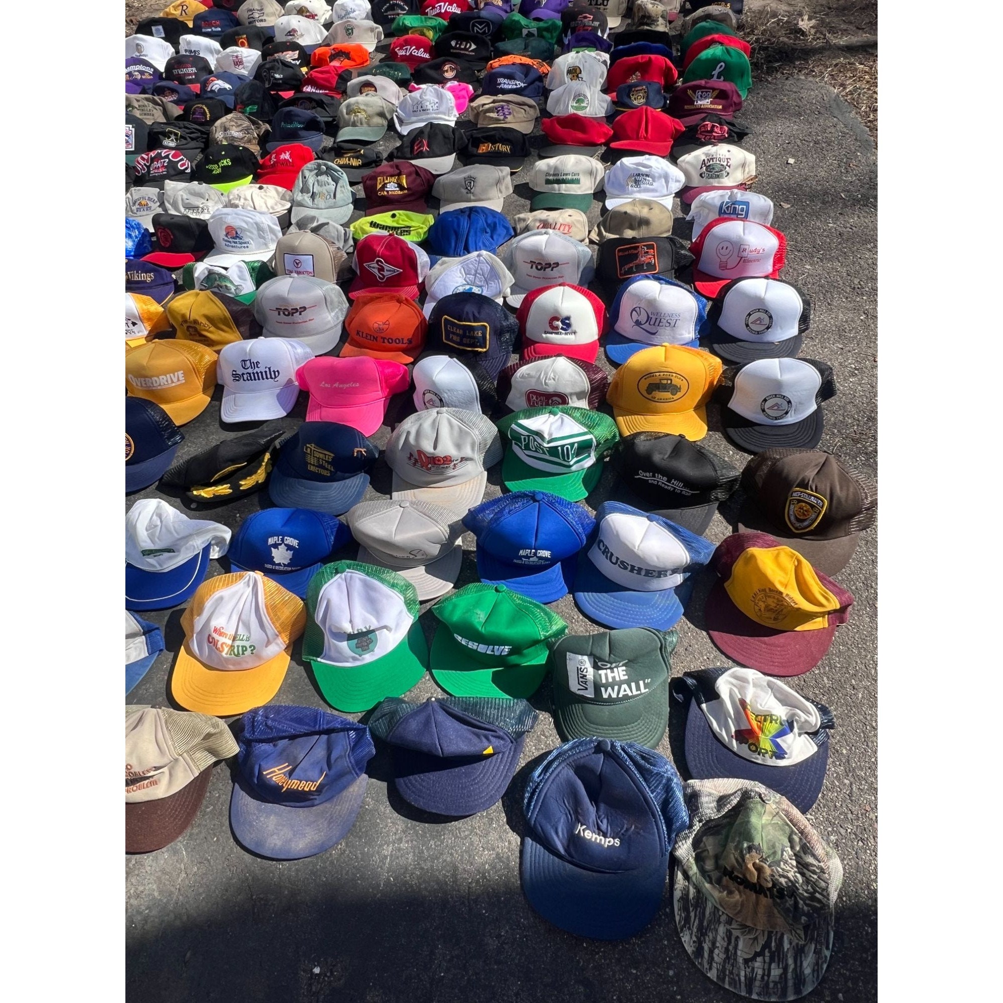 5 Pack of Vintage Mystery Hats Cap Snapback Trucker Mesh MADE USA Patch ...