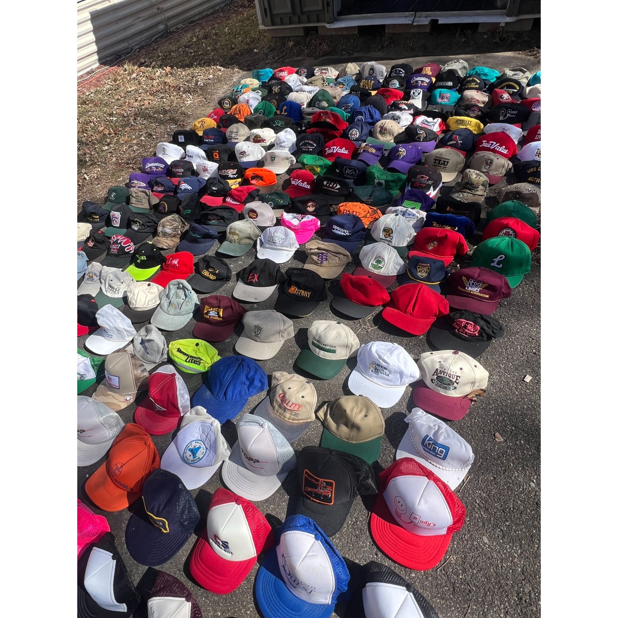 5 Pack of Vintage Mystery Hats Cap Snapback Trucker Mesh MADE USA Patch ...