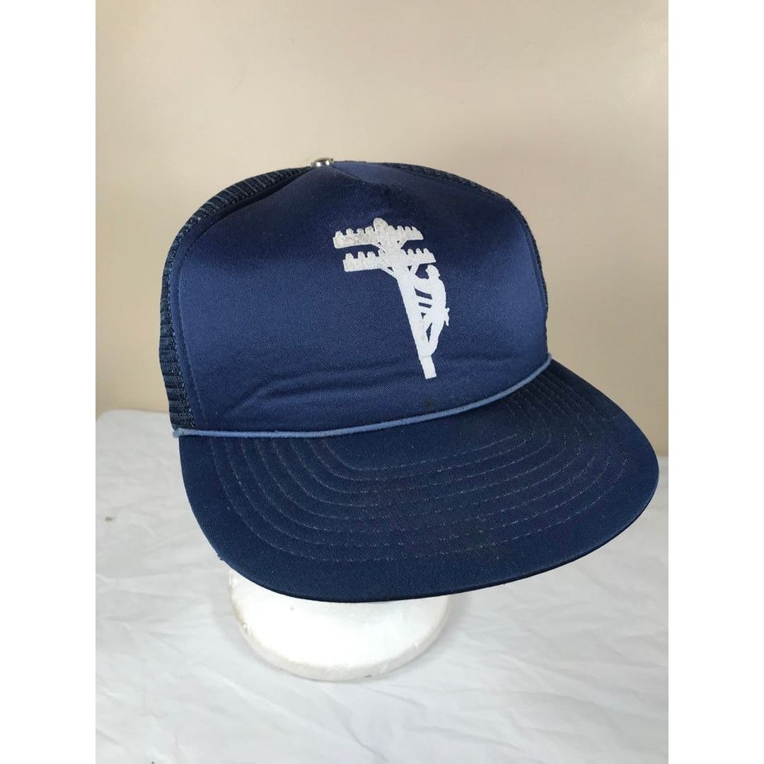 Vintage Linemen Electric Telephone Pole Trucker Mesh Snapback Hat Cap ...