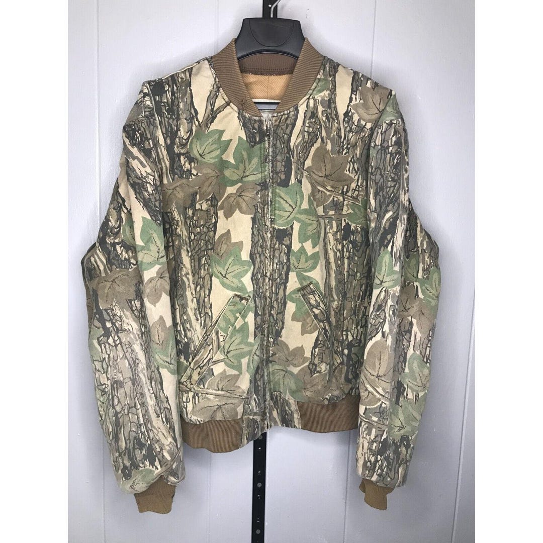VTG Gander Mountain Camo Jacket Mens Medium Treeebark Thermal Full Zip ...