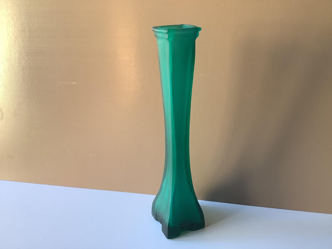 Vintage Matte Green Long Single Flower Vase - Etsy