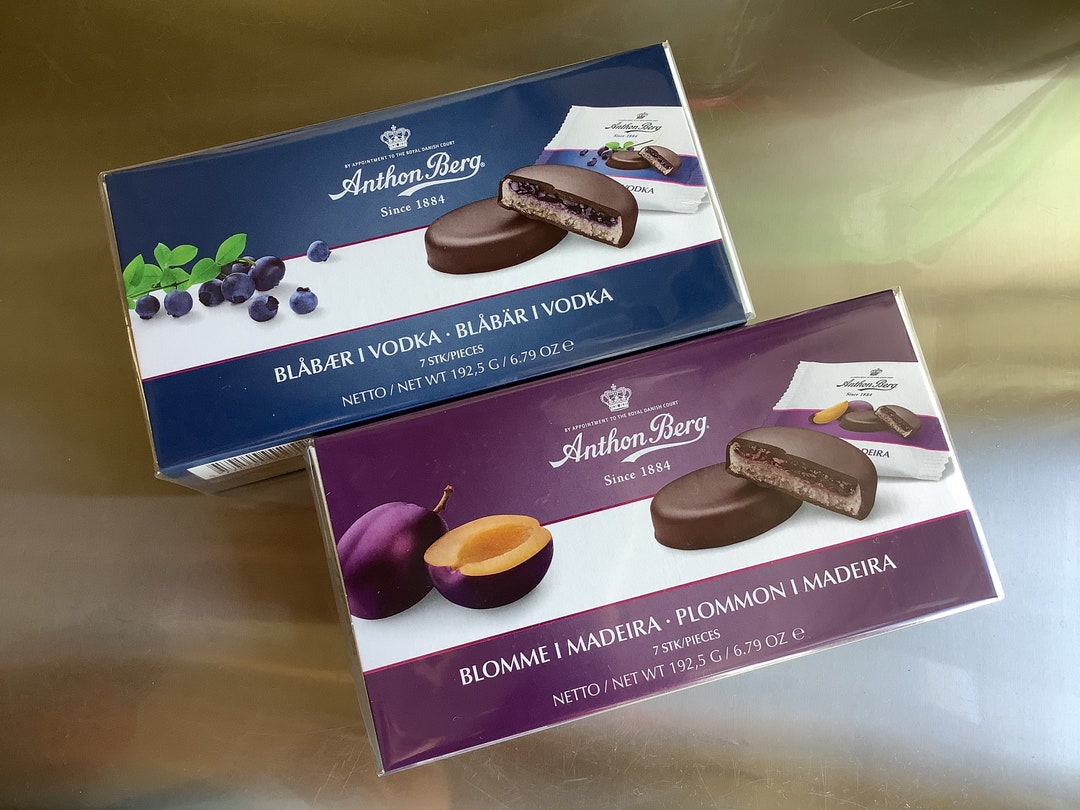 2 Set of Anthon Berg Danish Chocolates, Blueberries in Vodka and Plum ...