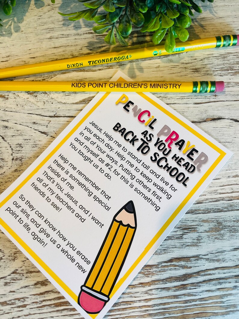 Pencil Prayer Printable PDF - Back to School Tags - Engraved Pencils ...