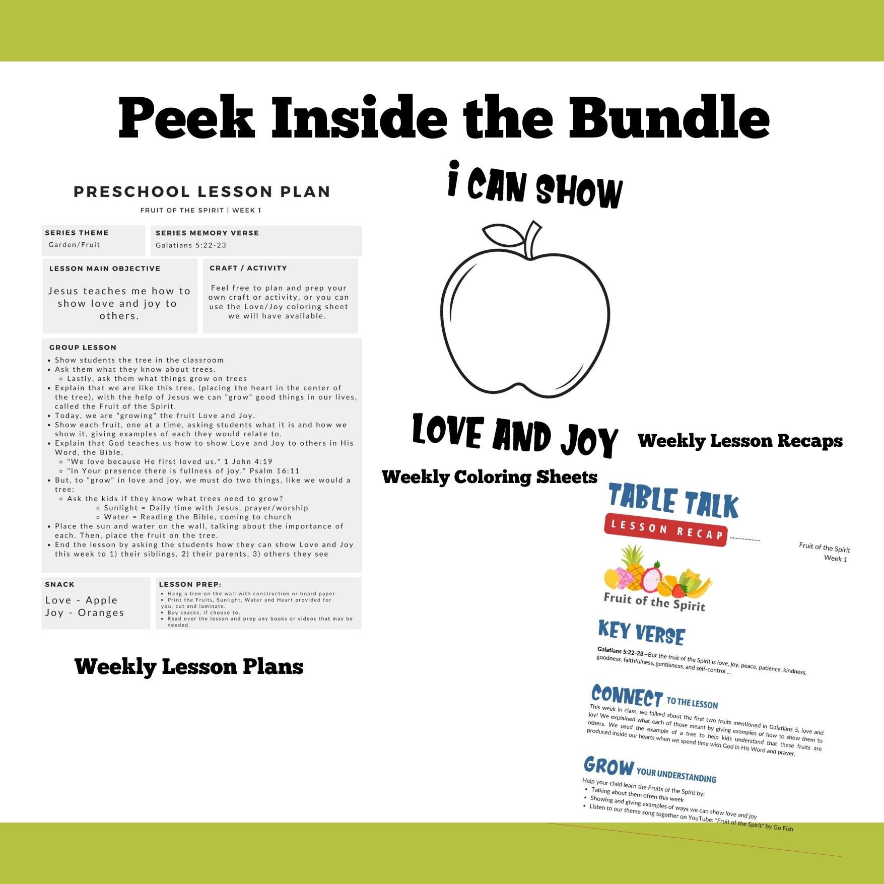 Fruit of the Spirit 4 Week Preschool Bible Curriculum - Sunday School ...