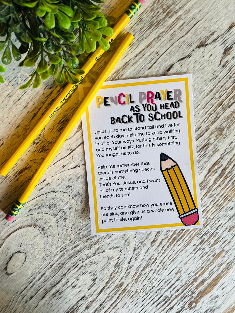 Pencil Prayer Printable PDF - Back to School Tags - Engraved Pencils ...