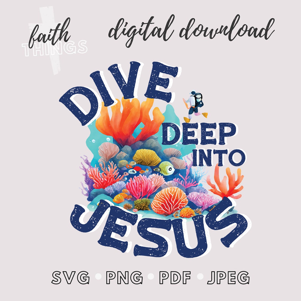 Dive Deep Into Jesus PNG Vacation Bible School Shirt Scuba Children's ...
