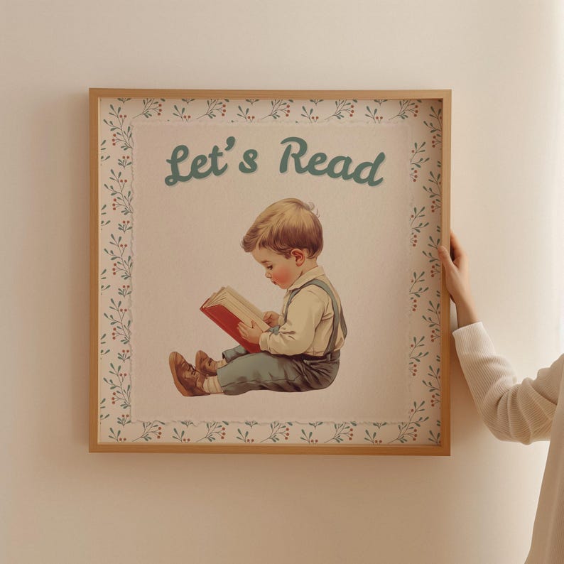 Classroom Reading Educational Poster, Vintage Boy Room Nursery Print ...