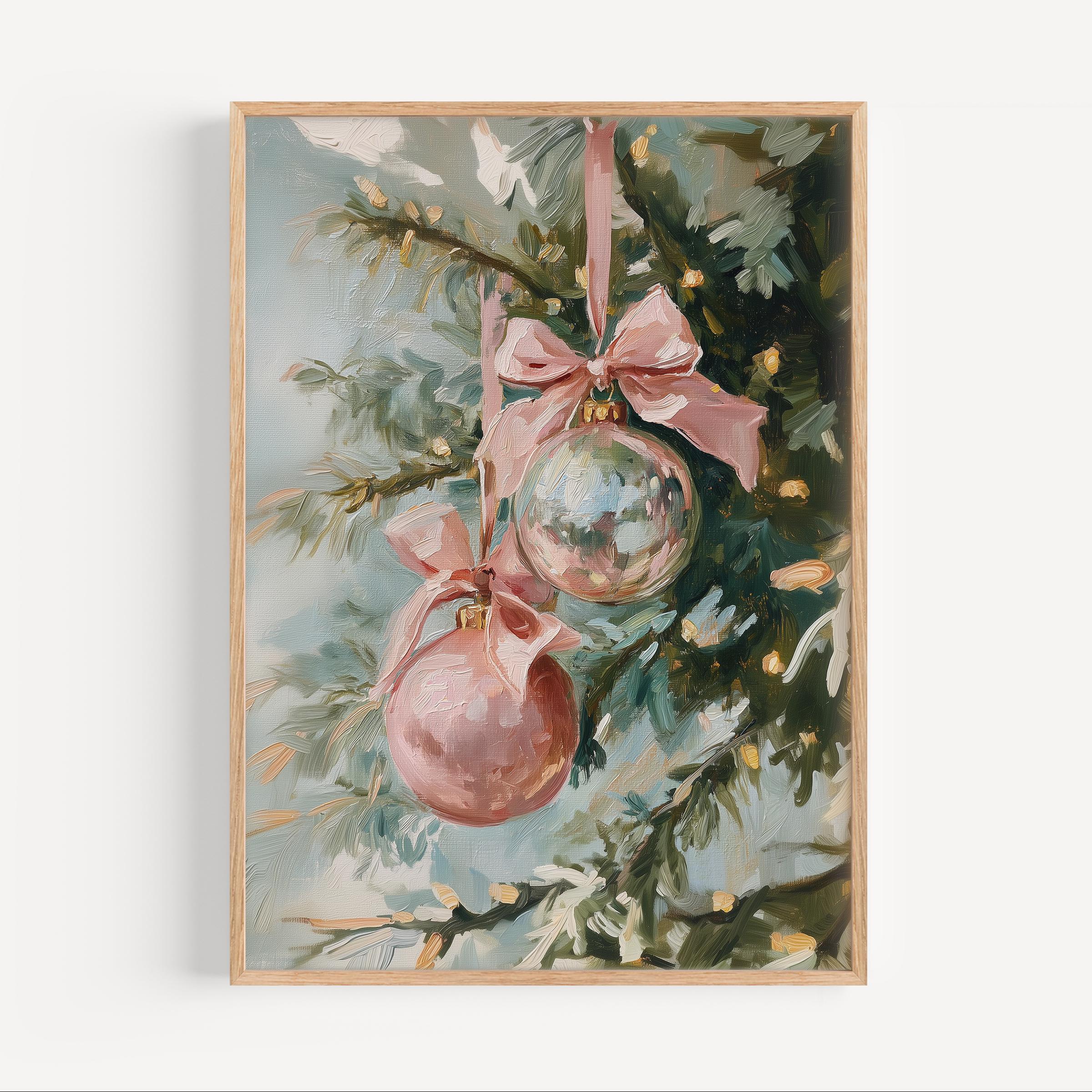 Vintage Pink Christmas Prints Set of 3, Coquette Pink Wall Gallery ...