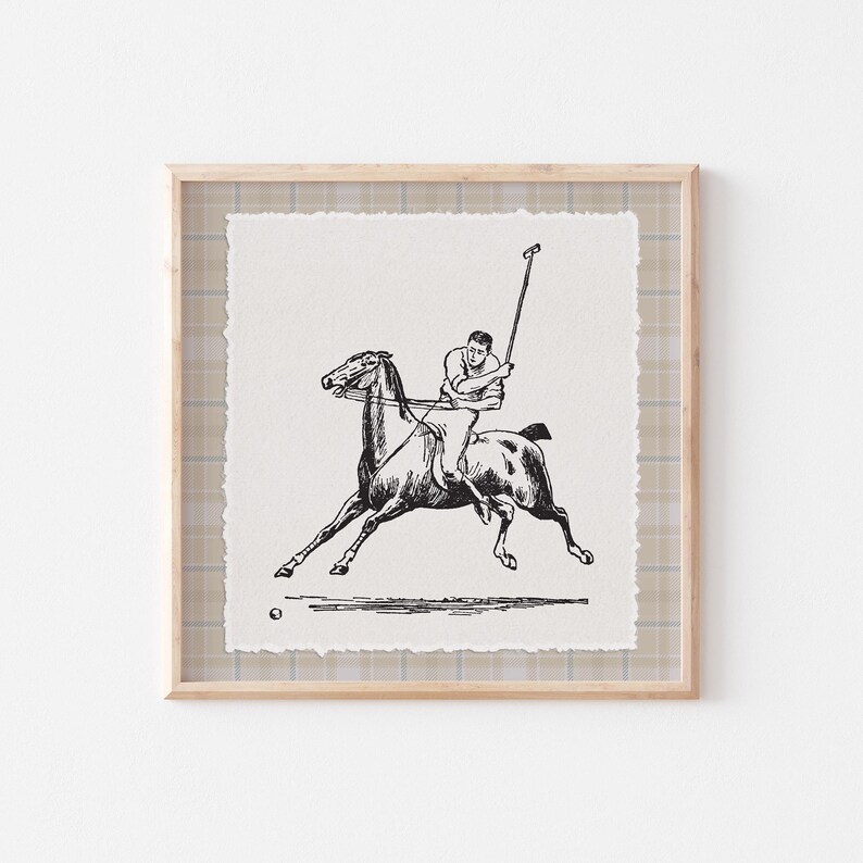 Vintage Polo Wall Art, Gingham Aesthetics Poster, Classic Nursery ...