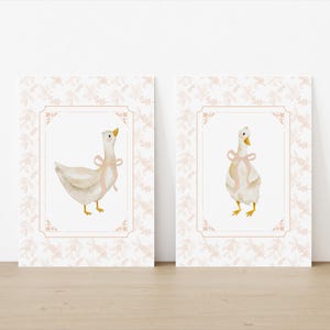 Pink Silly Goose Nursery Prints, Set of 2, Pink Wall Gallery, Sweet ...