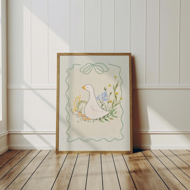 Vintage Silly Goose Nursery Print, Sweet Floral Nursery Decor, Boys ...