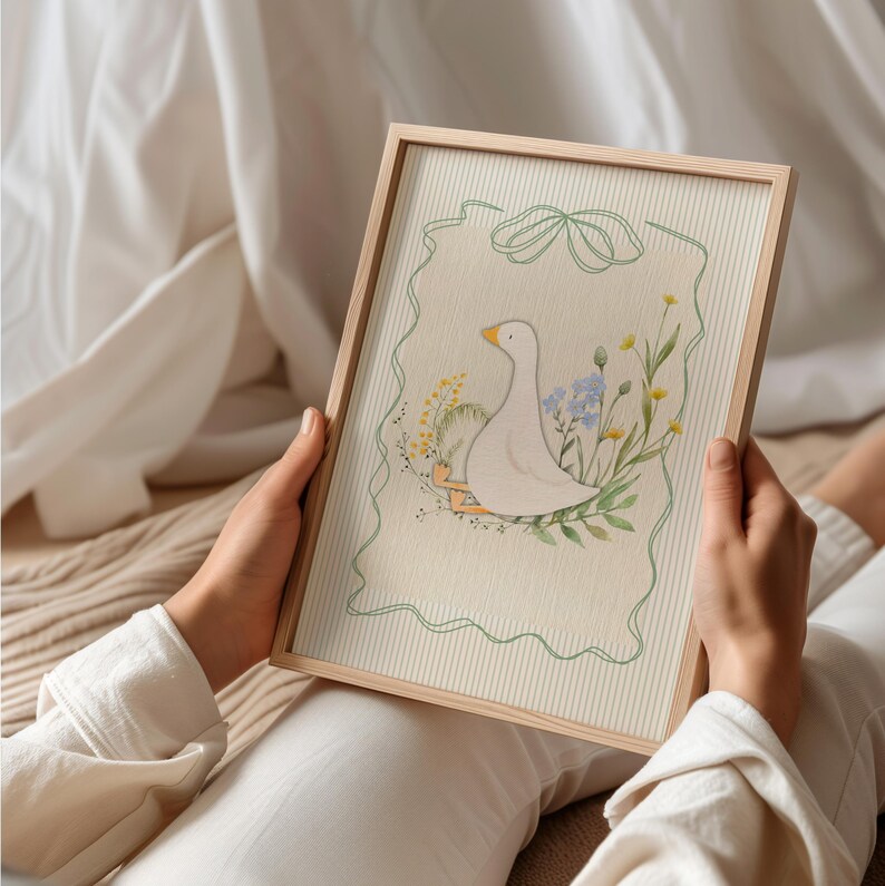 Vintage Silly Goose Nursery Print, Sweet Floral Nursery Decor, Boys ...