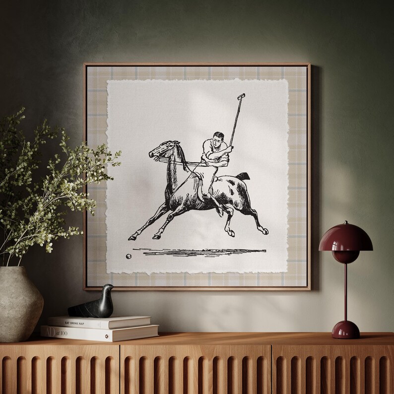 Vintage Polo Wall Art, Gingham Aesthetics Poster, Classic Nursery ...