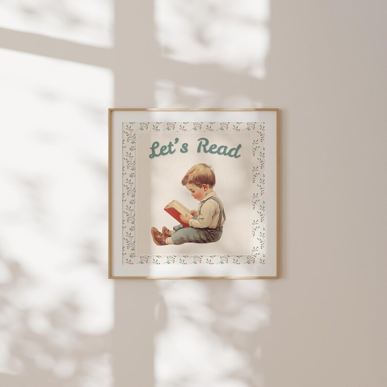Classroom Reading Educational Poster, Vintage Boy Room Nursery Print ...