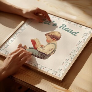 Classroom Reading Educational Poster, Vintage Boy Room Nursery Print ...