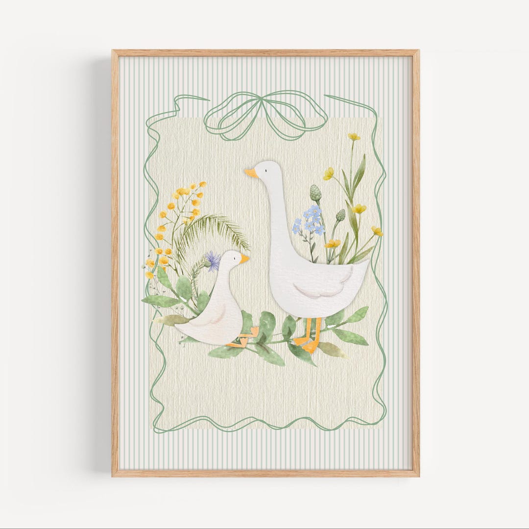 Vintage Mother Goose Print, Digital Downloadable Wall Art, Nursery Art ...