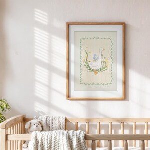 Vintage Silly Goose Nursery Print, Sweet Floral Nursery Decor, Boys ...