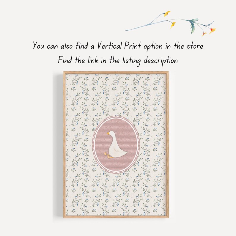 Pink Vintage Silly Goose Nursery Print, Sweet Floral Nursery Decor ...