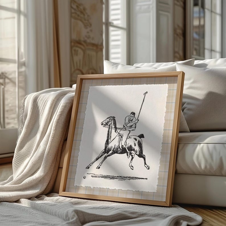 Vintage Polo Wall Art, Gingham Aesthetics Poster, Classic Nursery ...