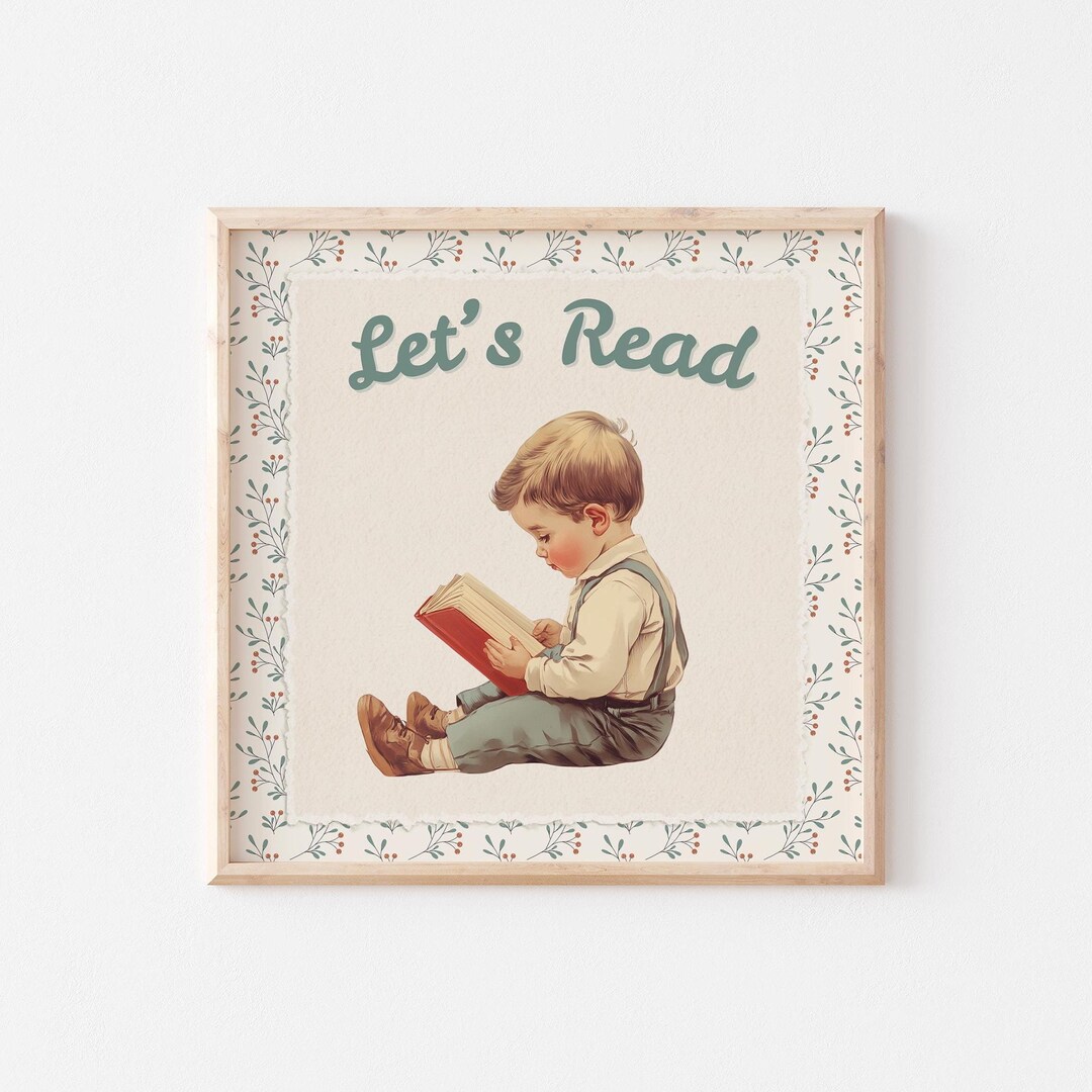Classroom Reading Educational Poster, Vintage Boy Room Nursery Print ...