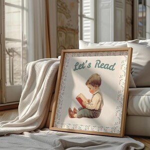 Classroom Reading Educational Poster, Vintage Boy Room Nursery Print ...