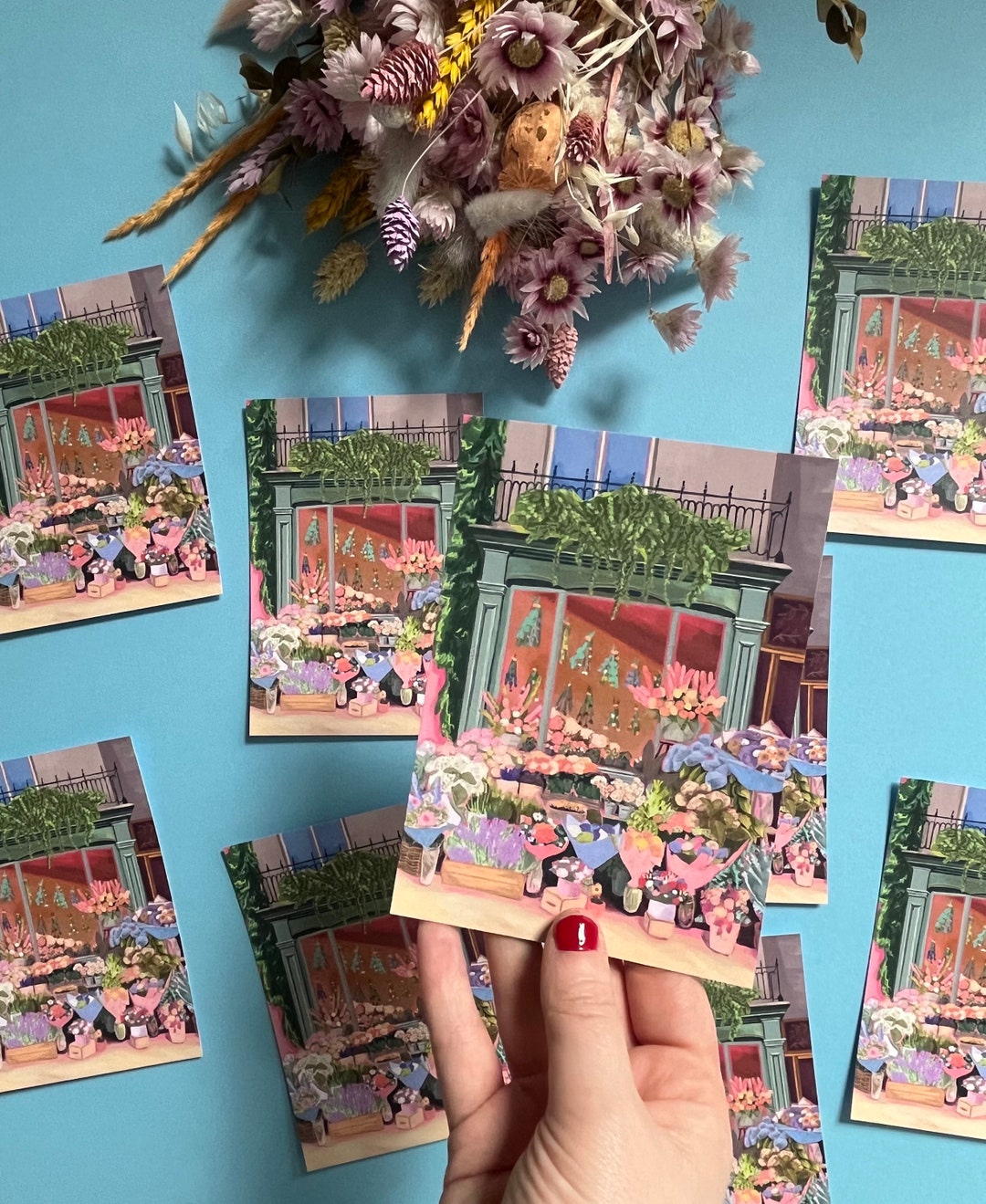 The Flower Shop Postcard, A6 Florist Art Print - Etsy