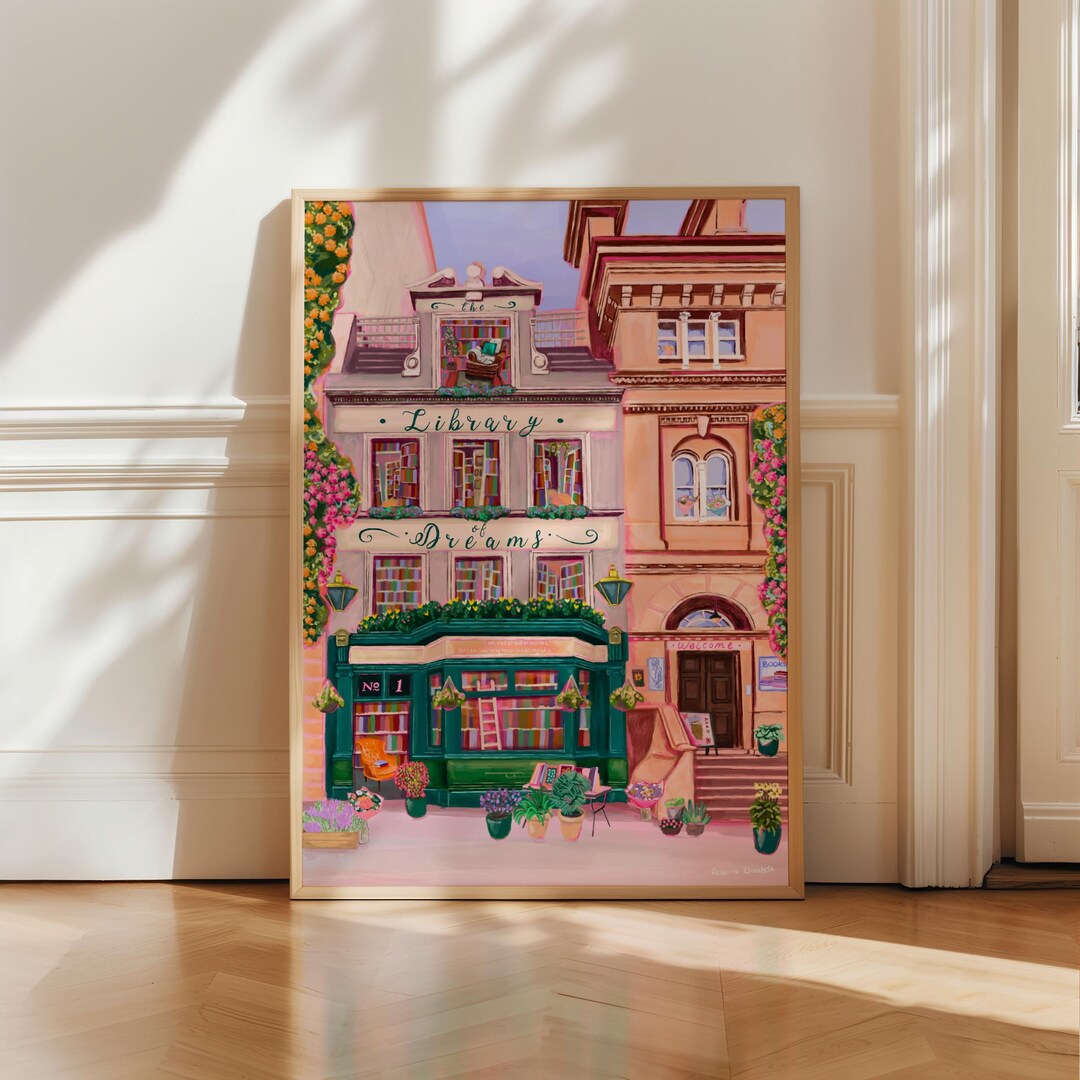 The Library of Dreams Art Print, Book Lover Illustration, Reading ...