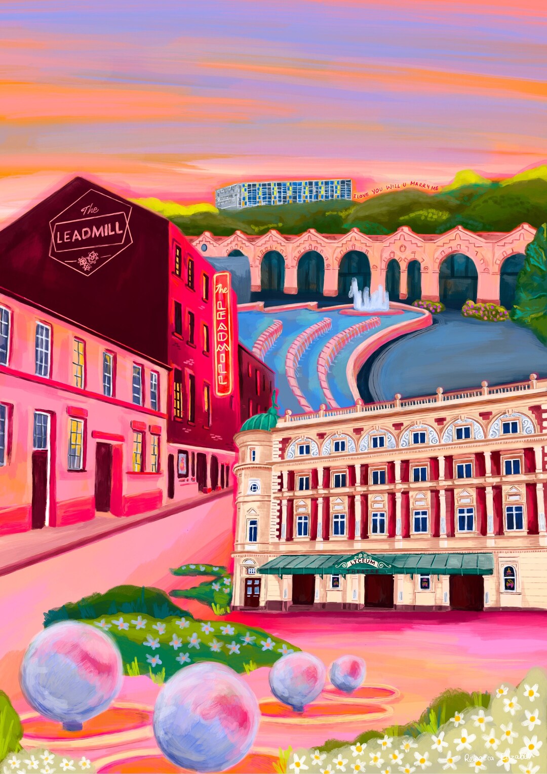 Sheffield Yorkshire UK Art Print, Colourful Travel Illustration, A5 A4 ...