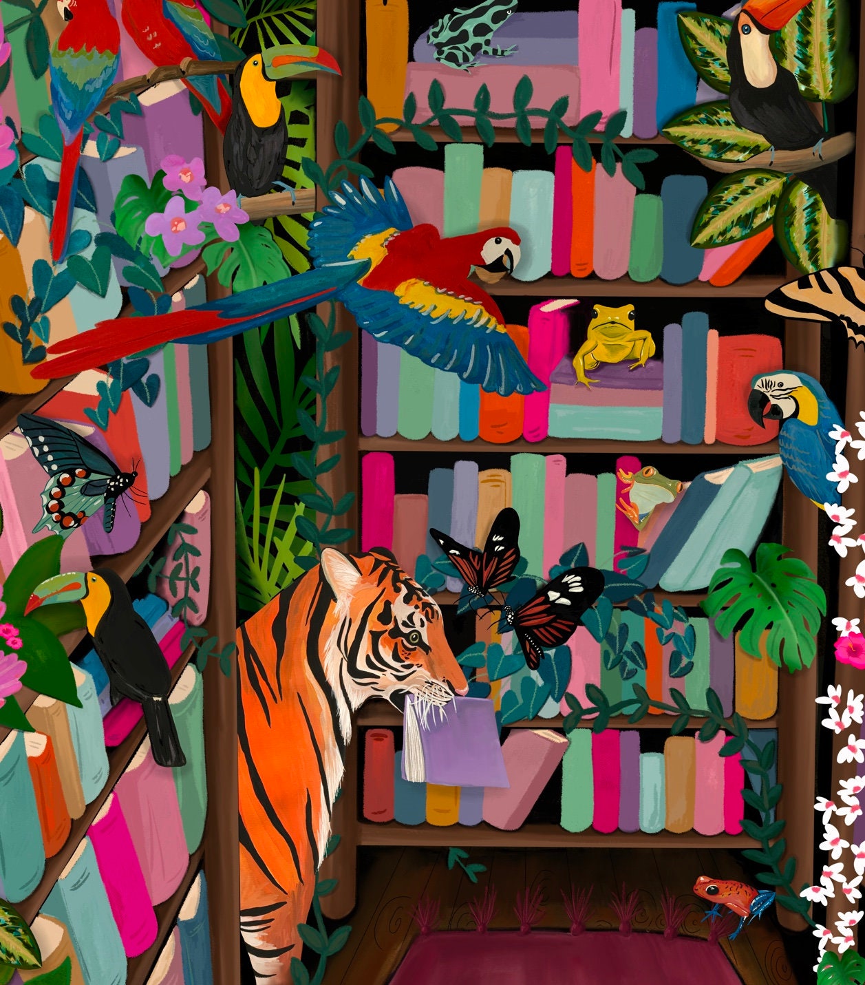 Library Jungle Print Fantasy Library Print Reading Art Book - Etsy