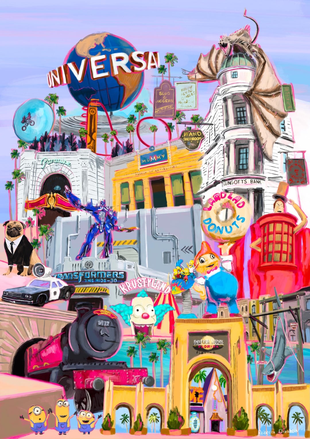 Universal Studios Orlando Florida Art Print, USA Travel Poster ...