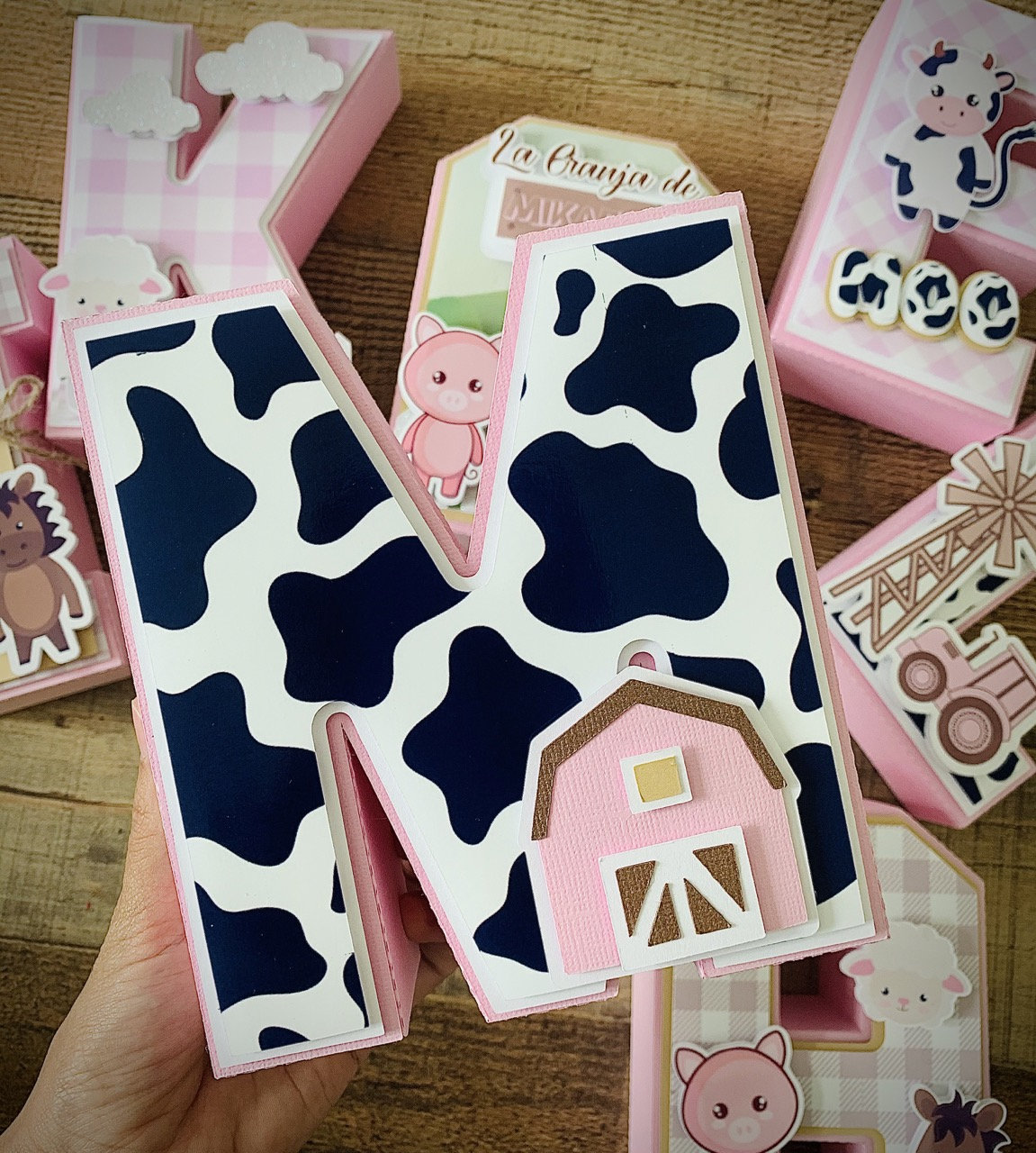 Carta 3D de granja/letras 3D de granja/decoraciones para fiesta de ...