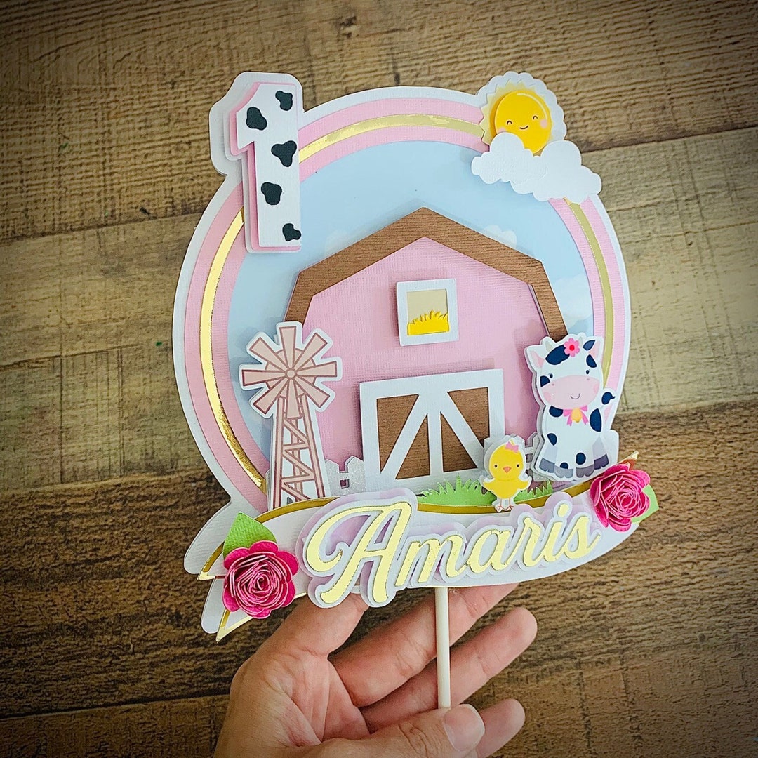 Farm Cake Topper/ Farm Shaker Cake Topper/ Farm Animals Party ...