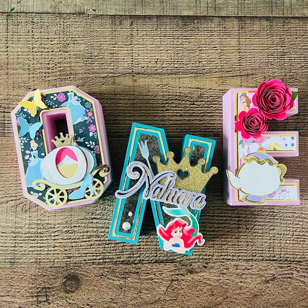 Princesses 3D Letter/ Custom 3D Letters/ Princess Birthday Party ...