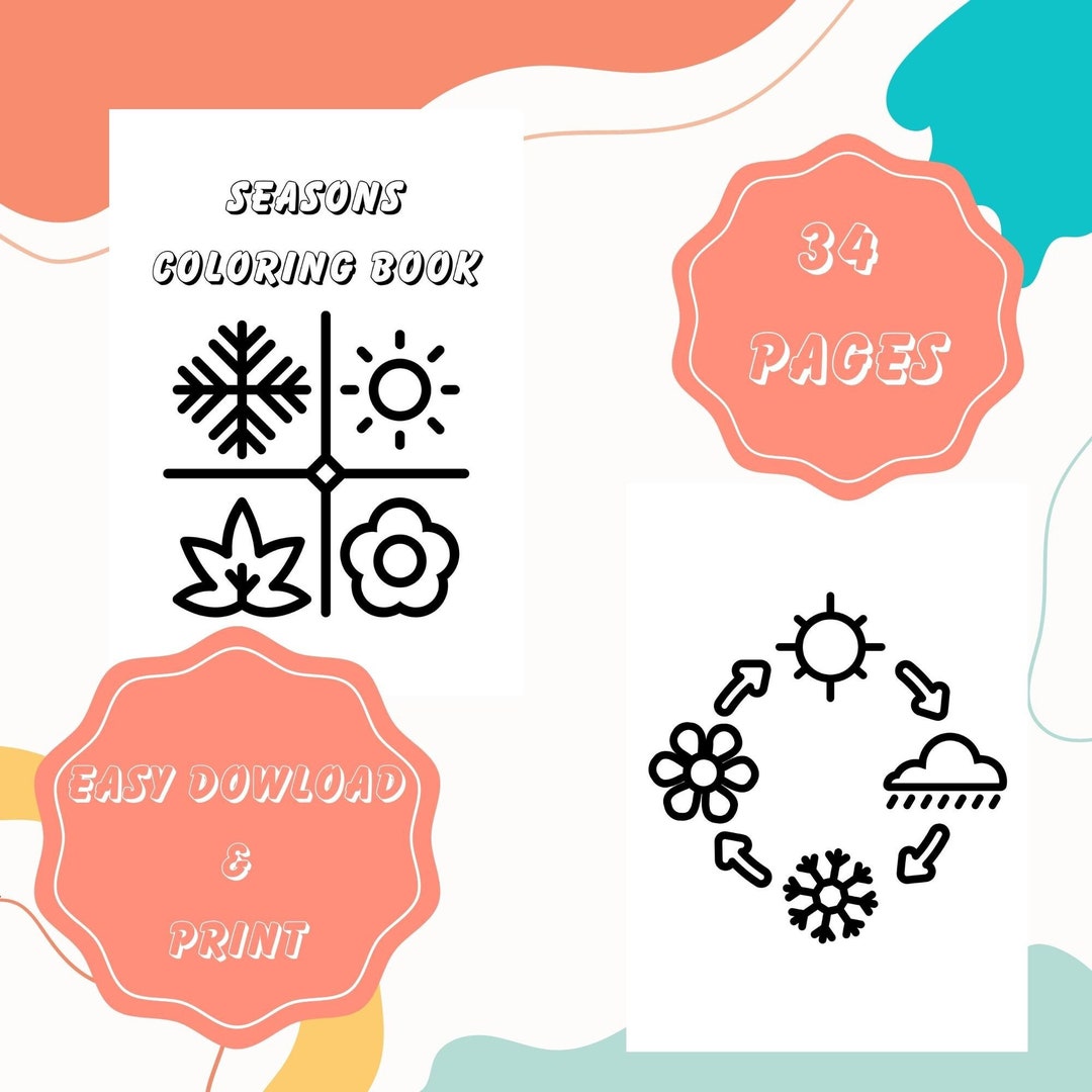 4 Seasons Coloring Pages Printable 34 Coloring Pages Perfect - Etsy