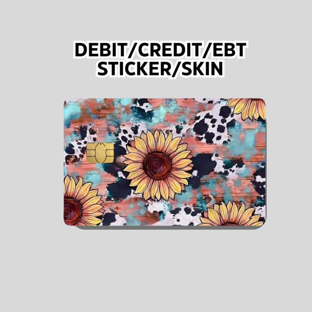 Western Sunflower Sticker, Pretty Credit Card Skin, Card Wrap Sticker ...