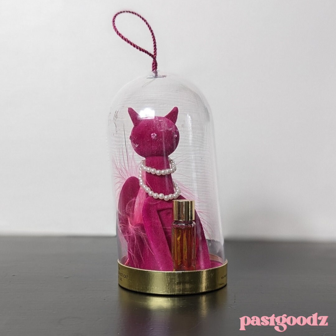 Vintage Max Factor Sophisti-cat Pink Flocked Cat With Jeweled - Etsy