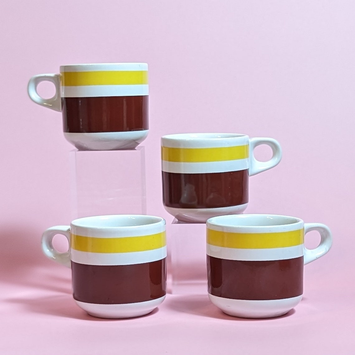 4 Vintage Old ACF Made in Italy Espresso Cups, Striped MCM Style ...
