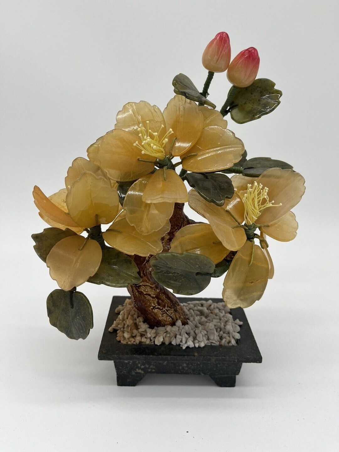 Vintage 9 Tall Jade Yellow Quartz Stone Bonsai Tree - Etsy