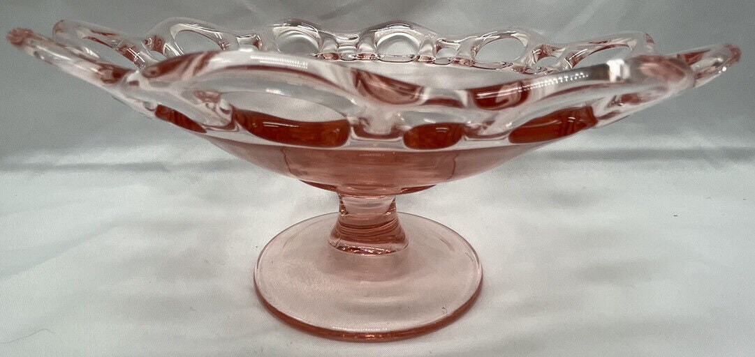 Pink Depression Glass Compote Candy Dish Laced Edge - Etsy