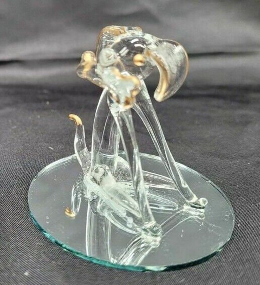 Vintage 2" Miniature Crystal Dog With Bone Gilded Figurine on Mirror ...