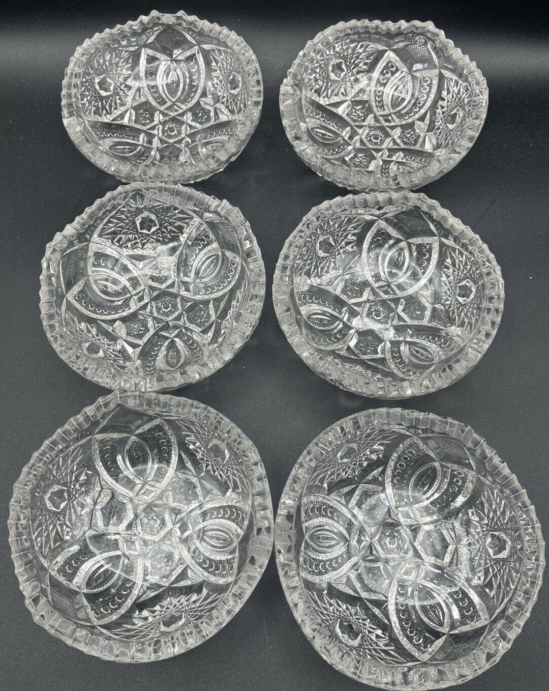 Antique EAPG Prescut Crystal Set of 6 Ice Cream Bowls 4.75 Diameter - Etsy