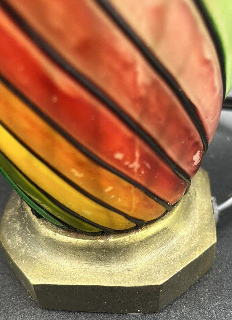Pair Rainbow Swirl Glass Brass Bases Plug in Accent Lamps - Etsy